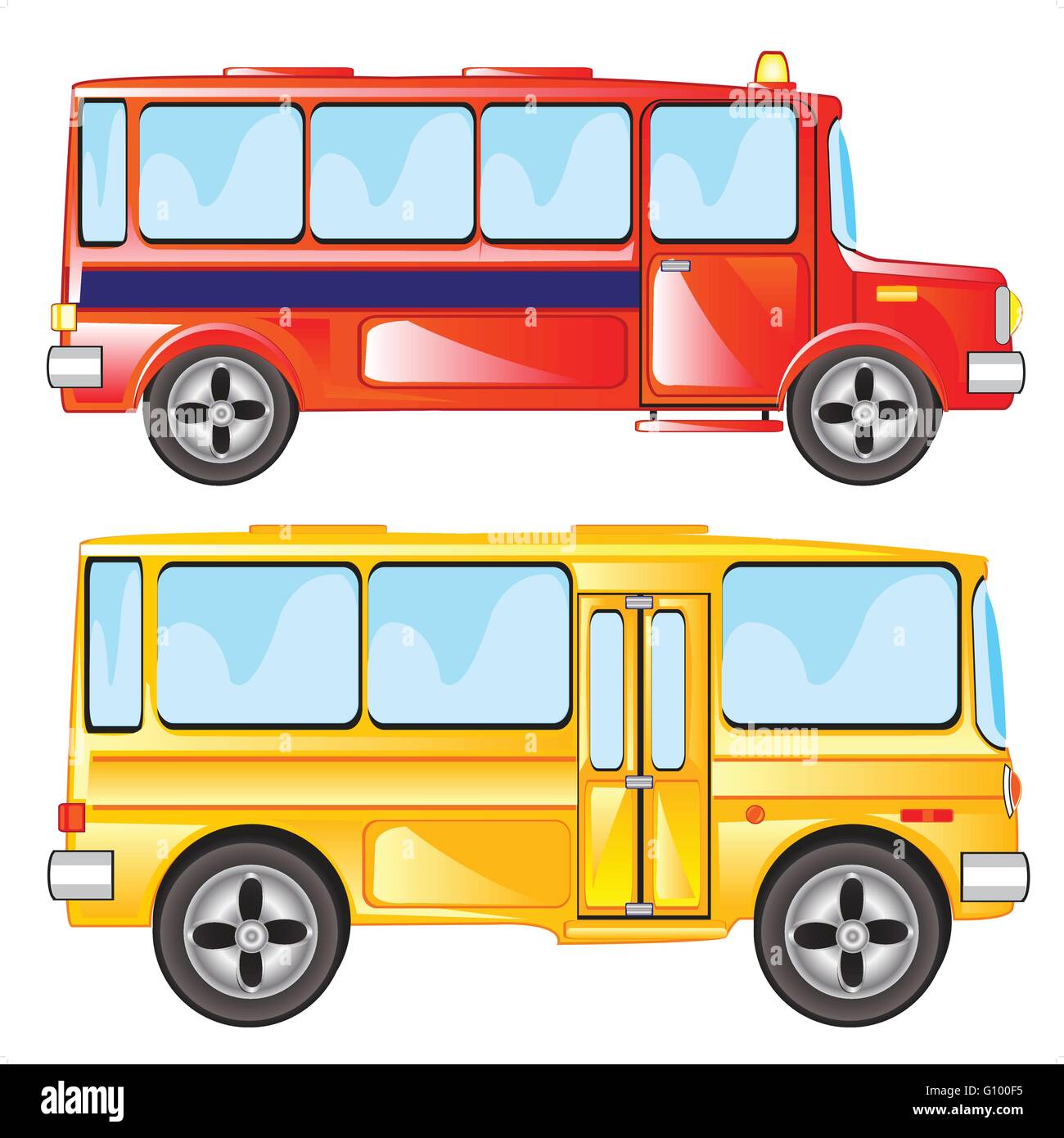 Yellow buses Stock Vector Images - Alamy