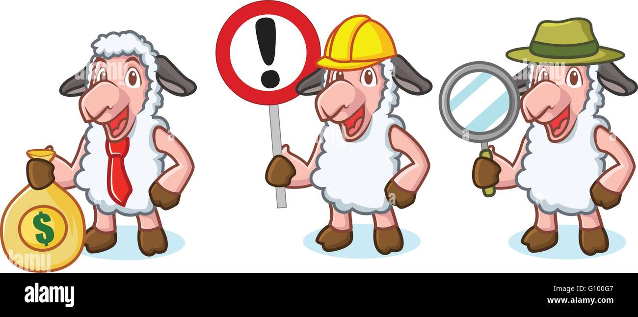 White Sheep Mascot with money Stock Vector Image & Art - Alamy