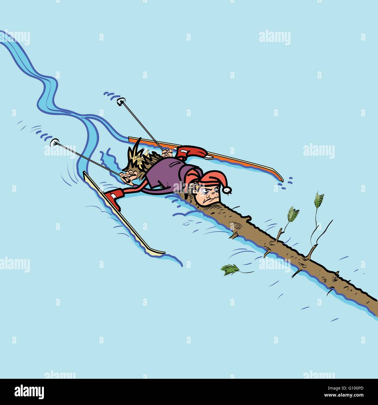 skier crashed into a tree Stock Vector Image & Art - Alamy