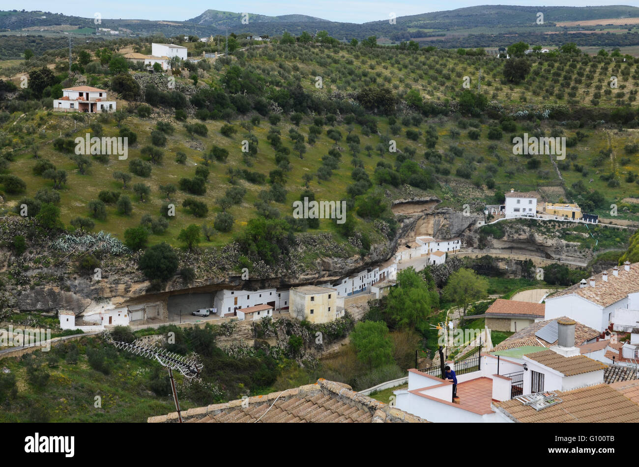 Setinel de Bodegas a village built into rock overhangs, in Andalucia ...