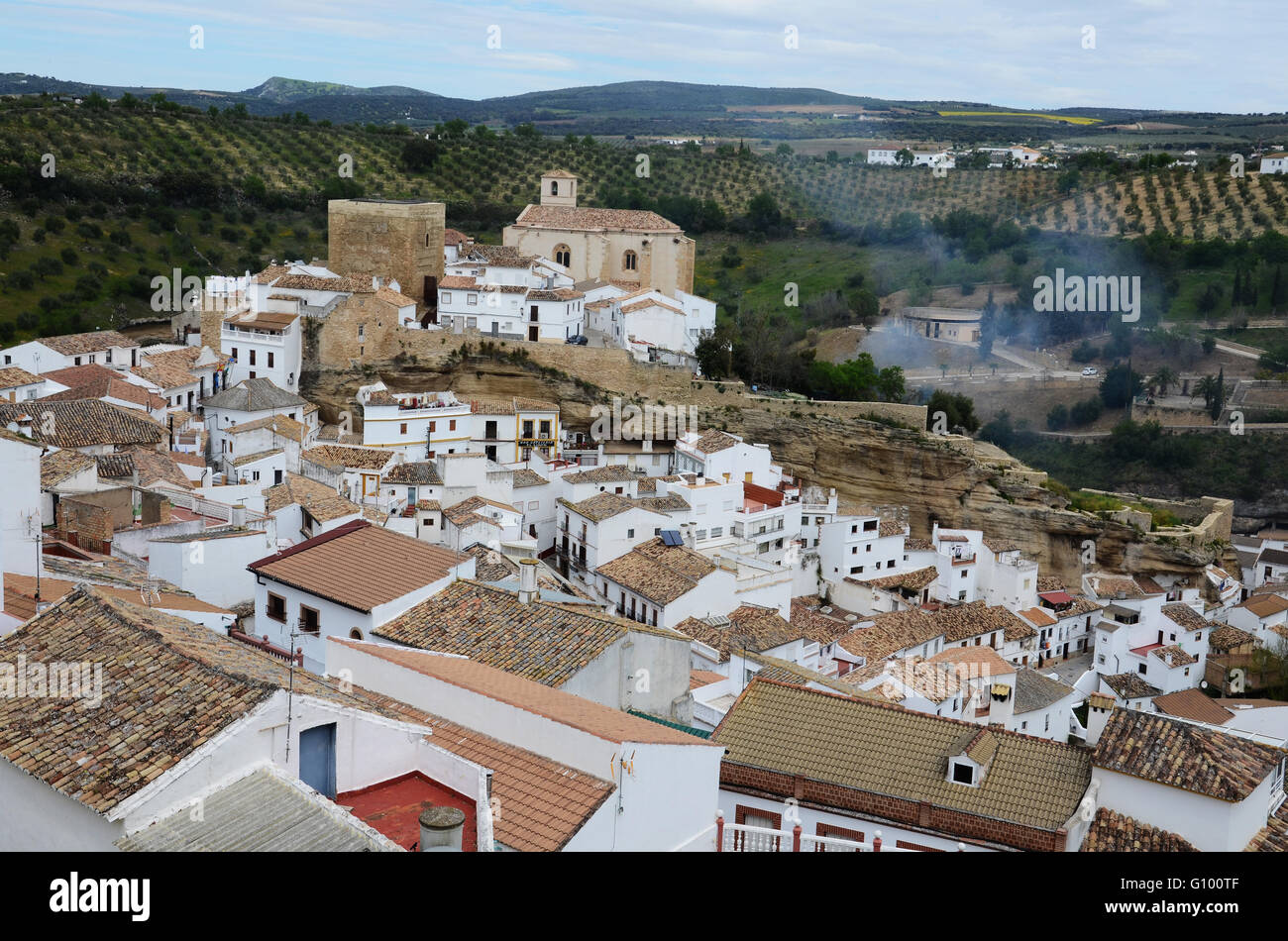 Setinel de Bodegas a village built into rock overhangs, in Andalucia ...
