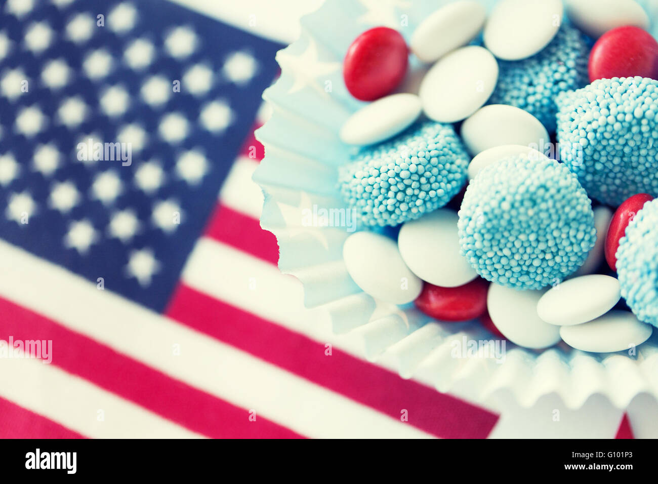 candies with american flag on independence day Stock Photo - Alamy