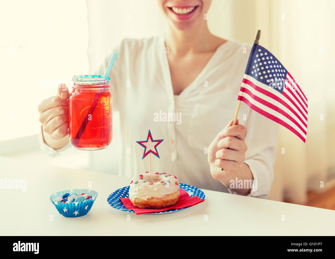 happy woman celebrating american independence day Stock Photo - Alamy