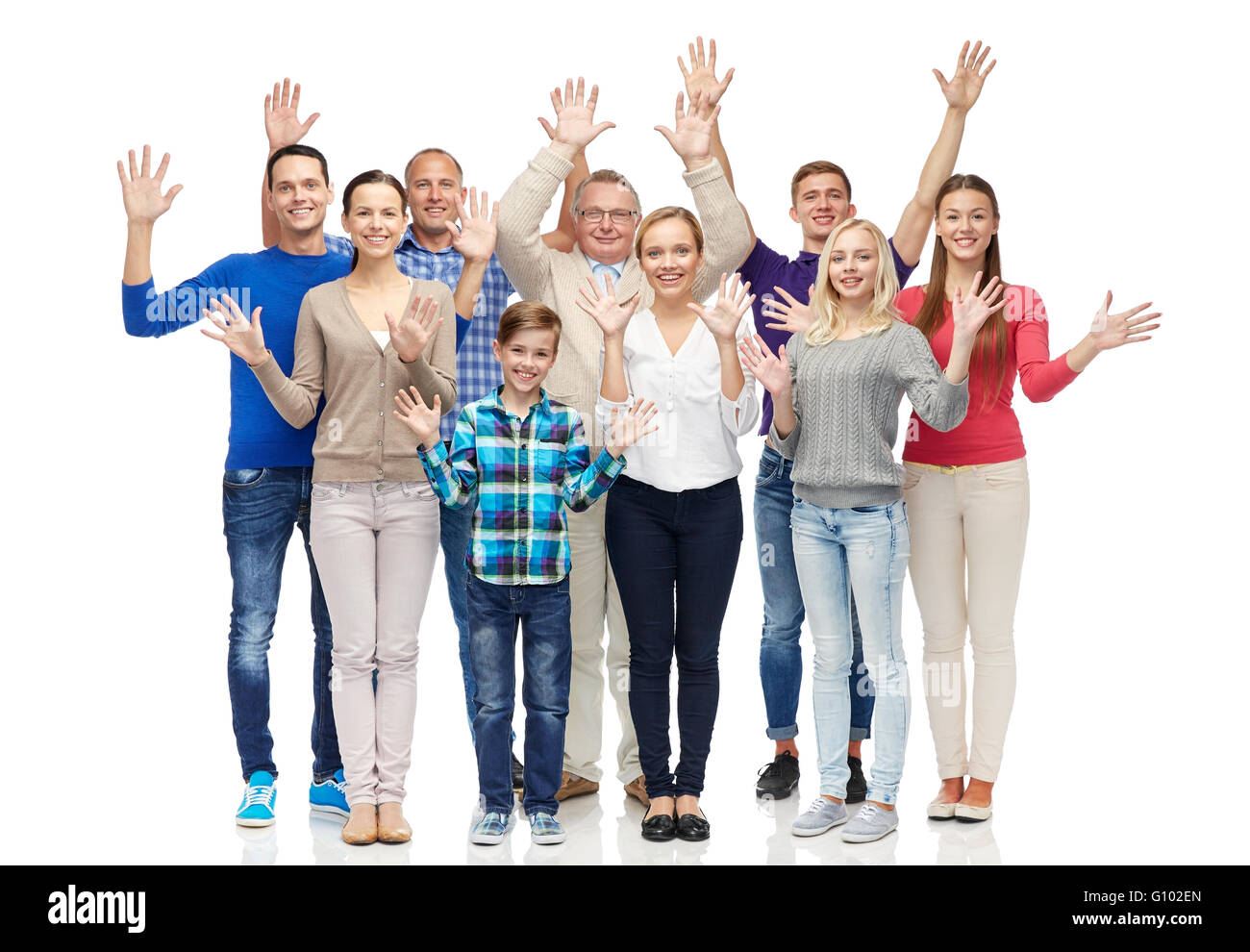 Group people waving hi-res stock photography and images - Alamy