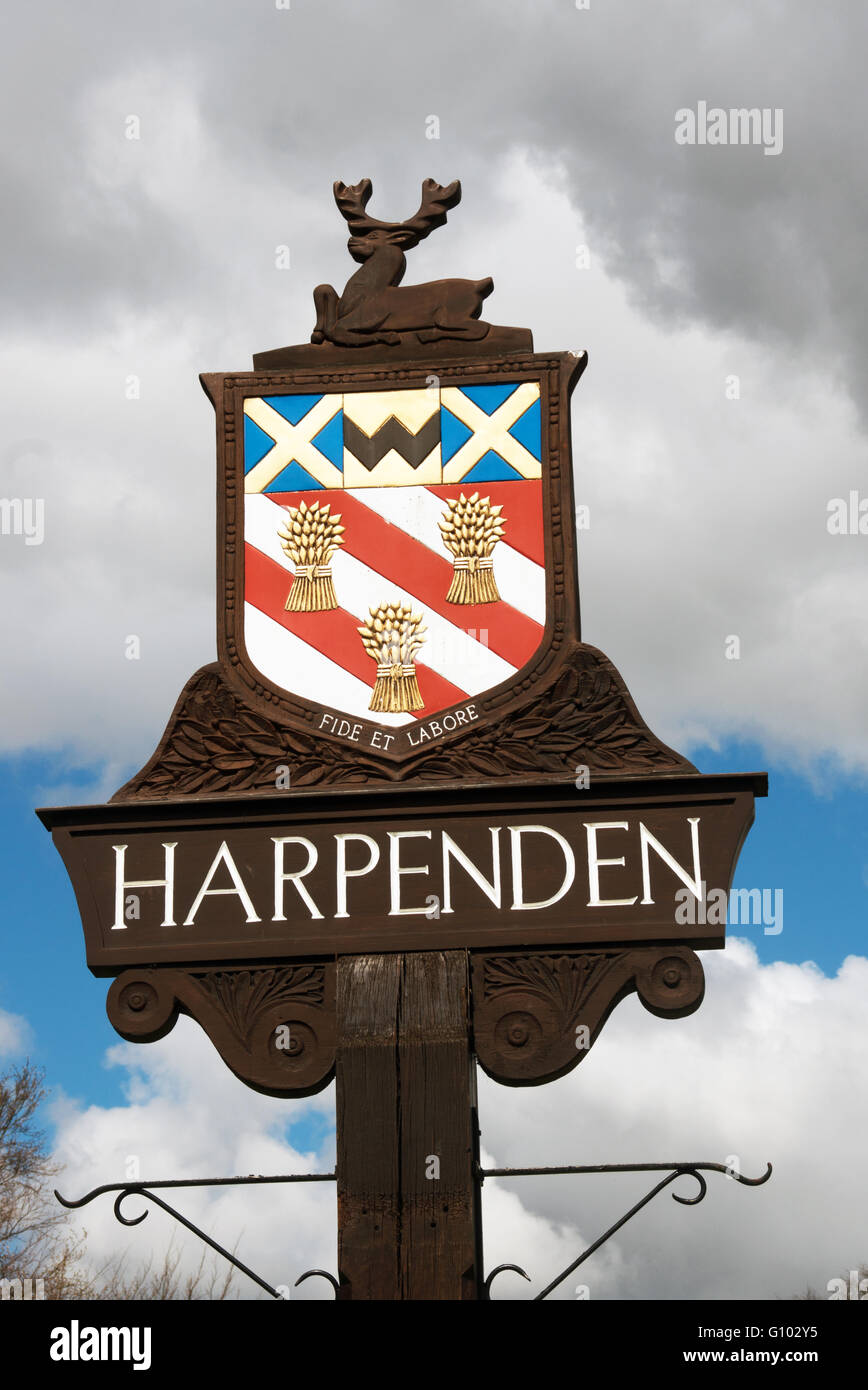 Harpenden Village Sign Hertfordshire Stock Photo - Alamy