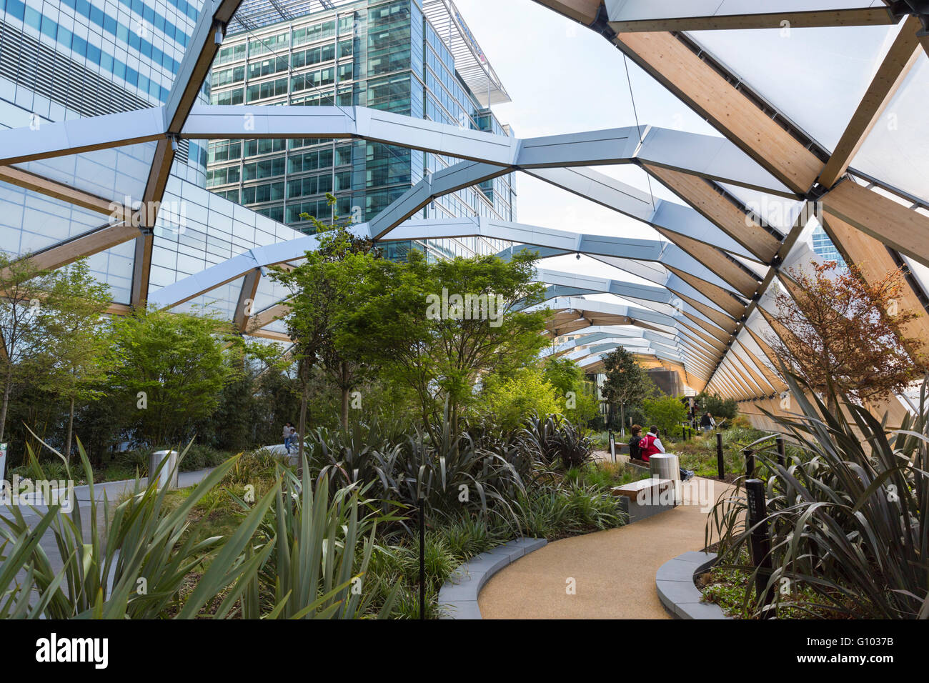 Crossrail Place Roof Garden Canary Wharf London Stock Photo