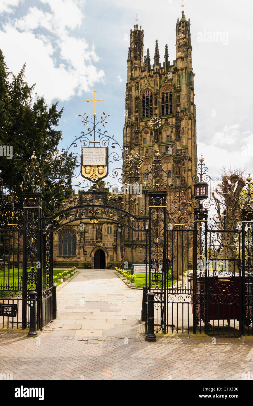 Saint Giles Church the parish church of Wrexham with the wrought iron ...