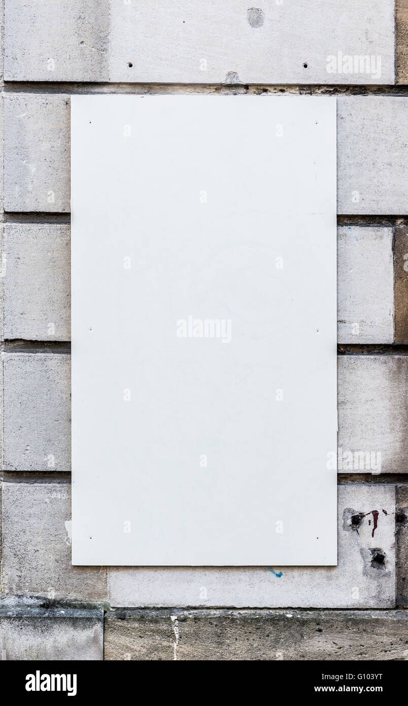 White panel in blank on a stone wall in a street Stock Photo - Alamy