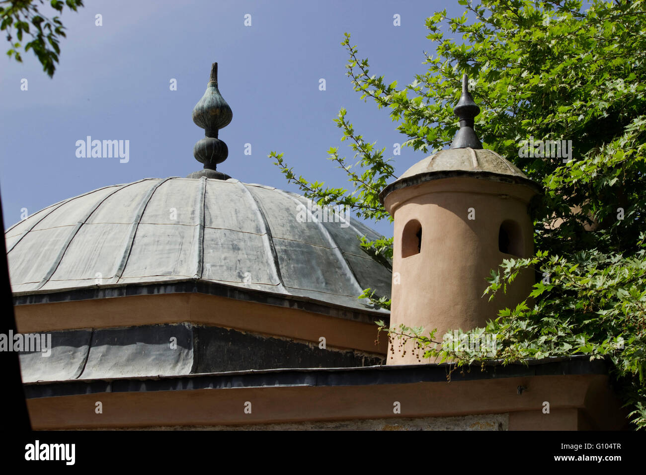 Concave lead sheeting roof metal tarnished dome and chimney decorative ...