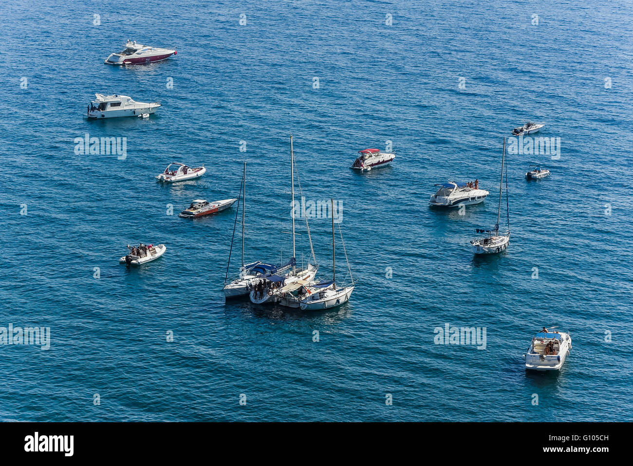Blue Ocean and Yachts Stock Photo - Alamy