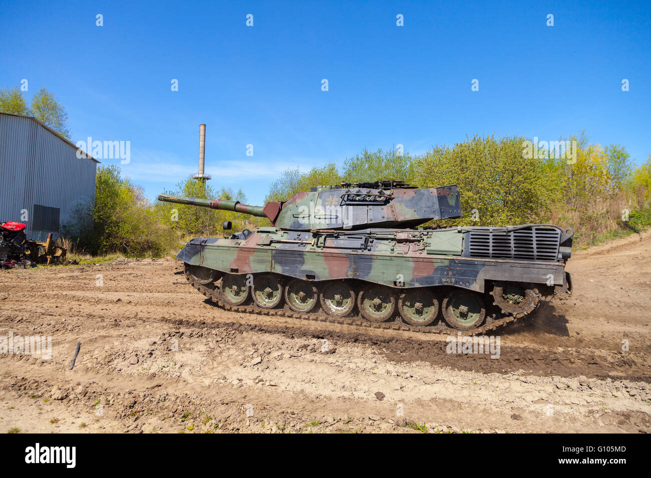 german leopard 1 a 5 tank drives on track on a motortechnic festival ...