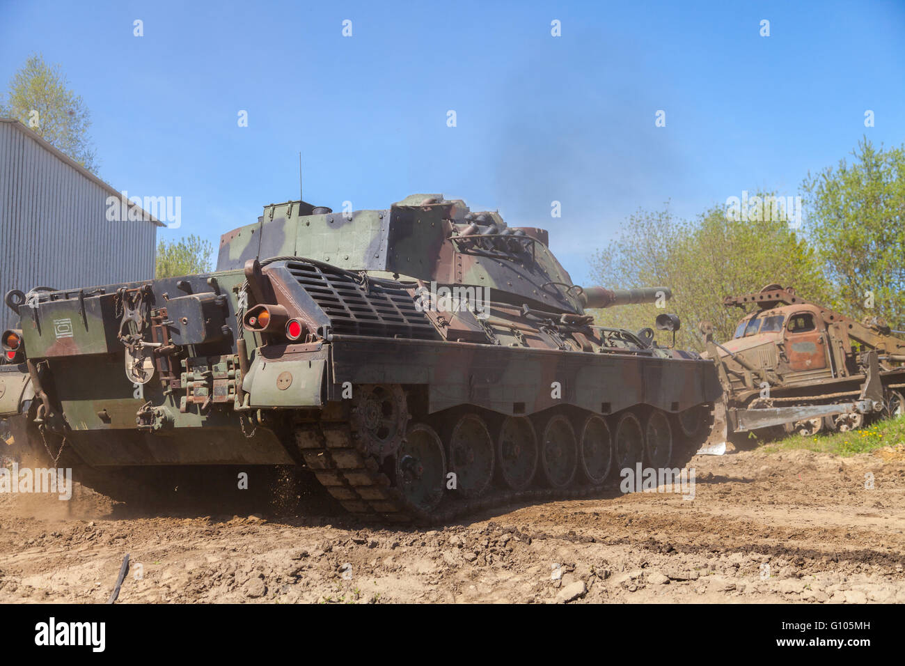 german leopard 1 a 5 tank drives on track on a motortechnic festival ...