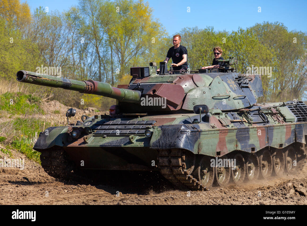 german leopard 1 a 5 tank drives on track on a motortechnic festival ...