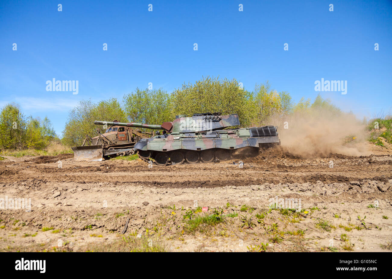 german leopard 1 a 5 tank drives on track on a motortechnic festival ...