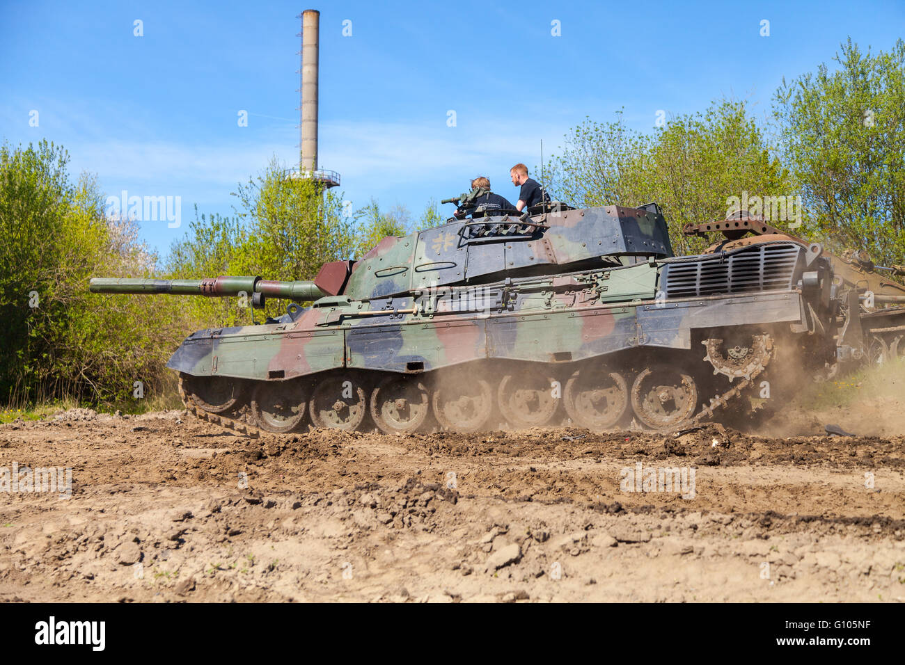 german leopard 1 a 5 tank drives on track on a motortechnic festival ...