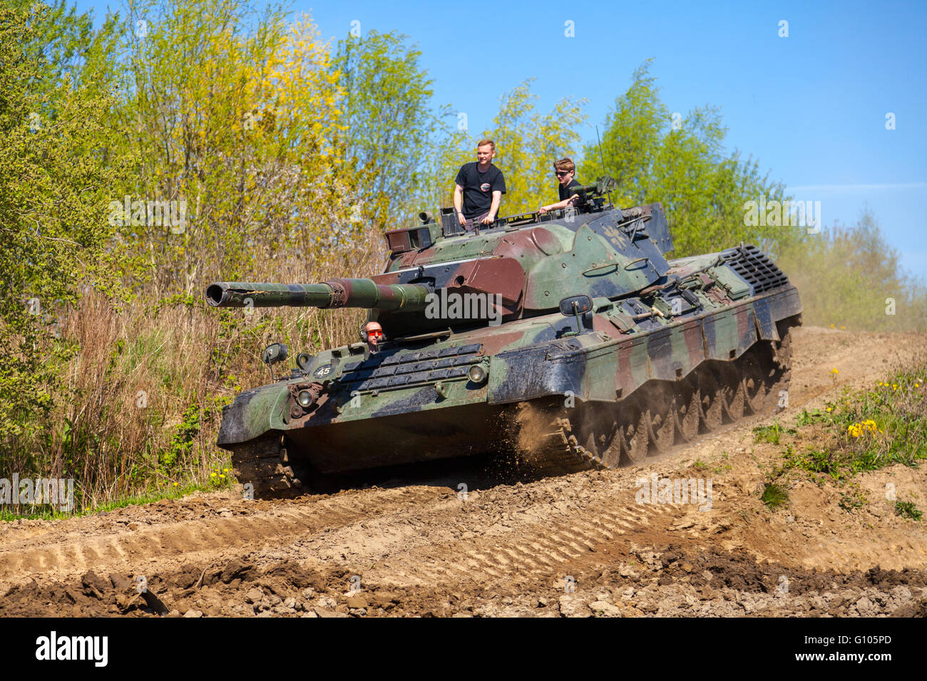 german leopard 1 a 5 tank drives on track on a motortechnic festival ...