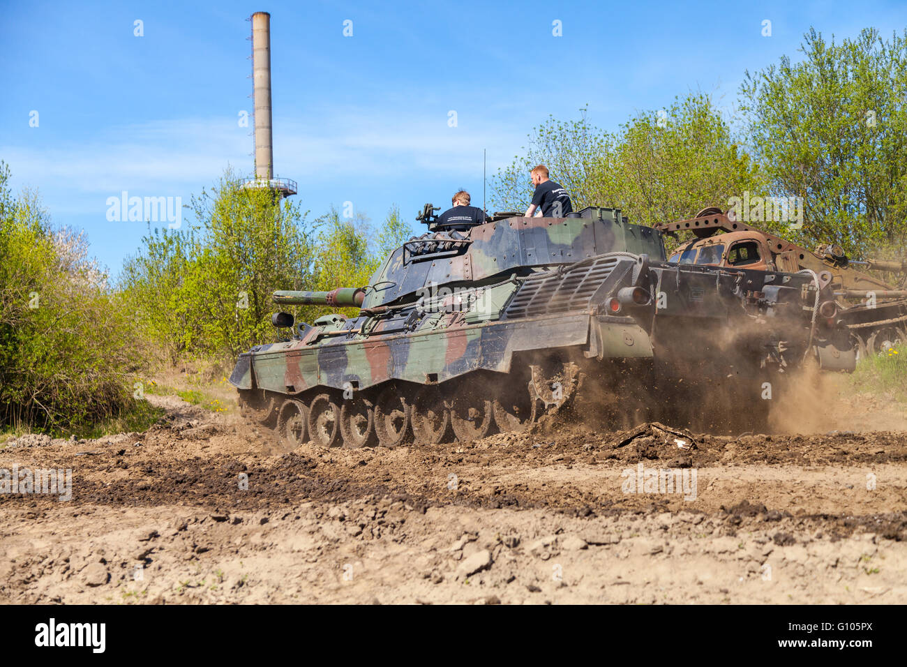 german leopard 1 a 5 tank drives on track on a motortechnic festival ...