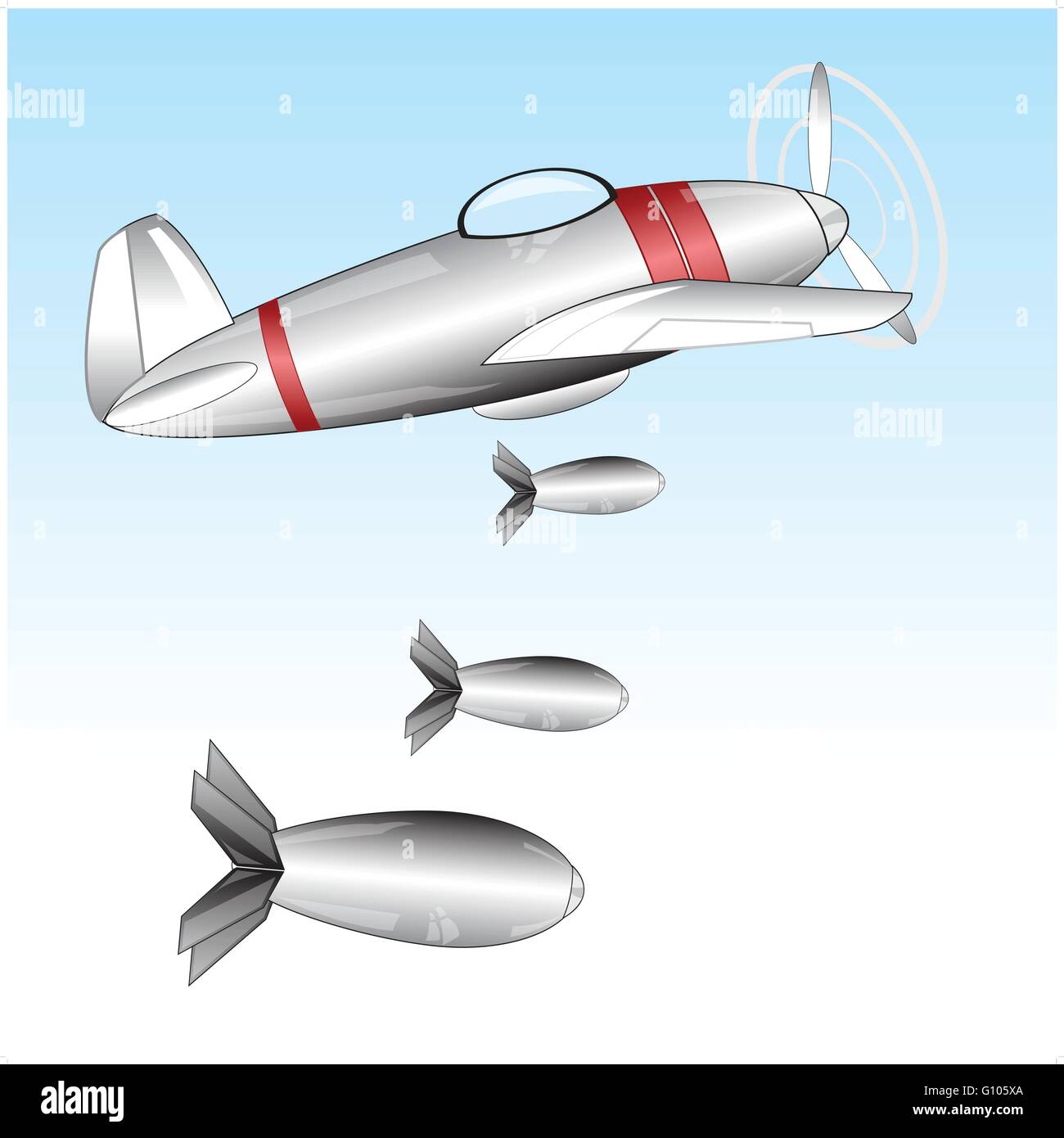 The Warplane throws the bombs.Vector illustration of the plane Stock ...