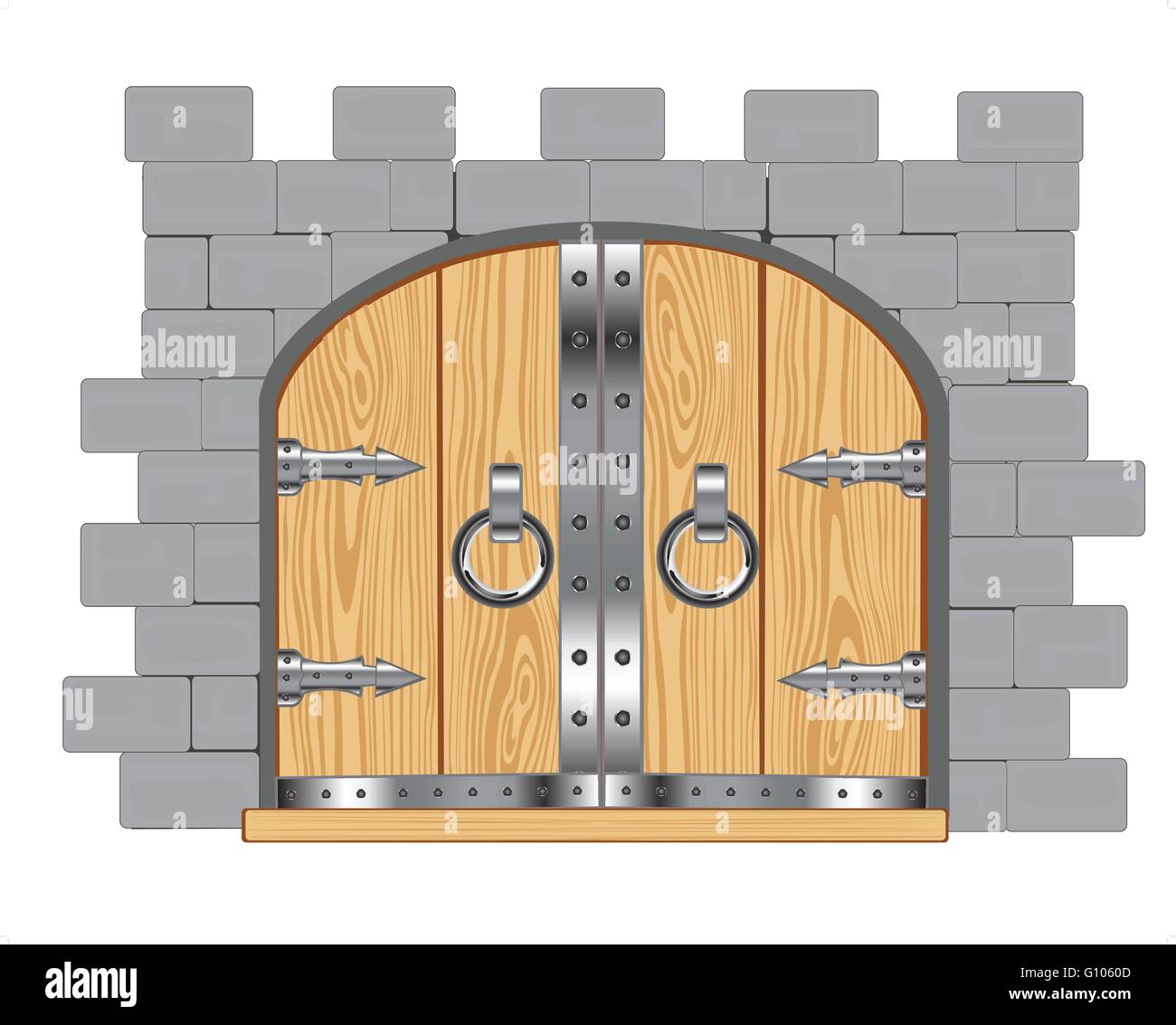 Wall and gates in fortress on white background Stock Vector Image & Art ...