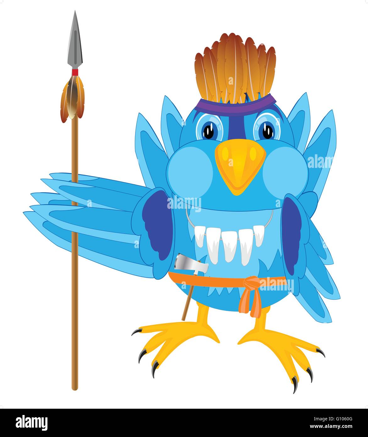 Bird warrior with weapon on white background is insulated Stock Vector ...