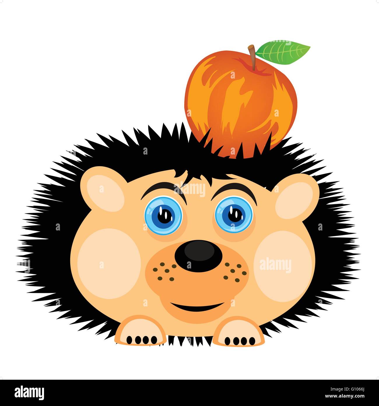 Vector illustration of the hedgehog carrying apple Stock Vector Image ...