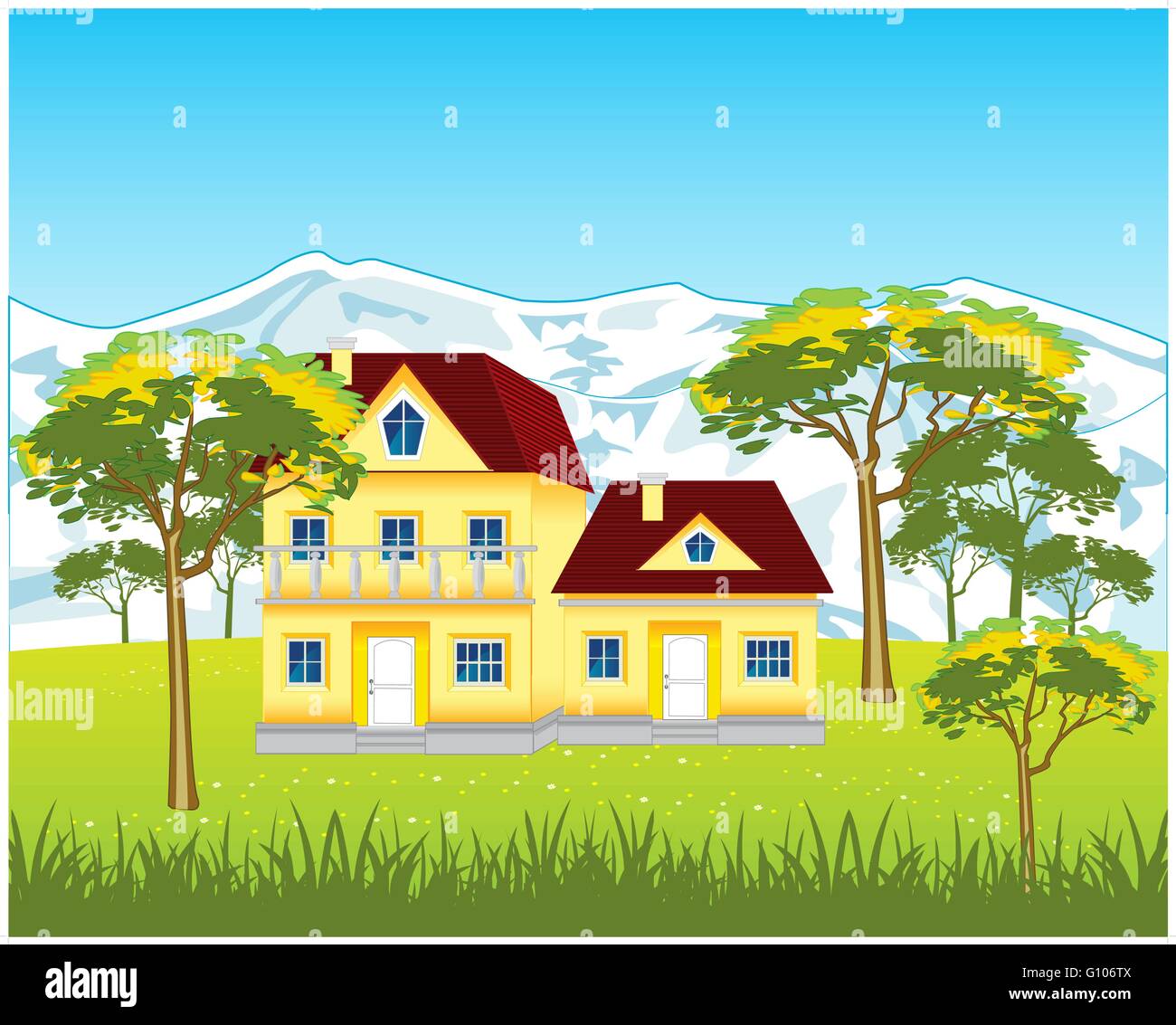 The Lodges in rural terrain on nature.Vector illustration Stock Vector ...