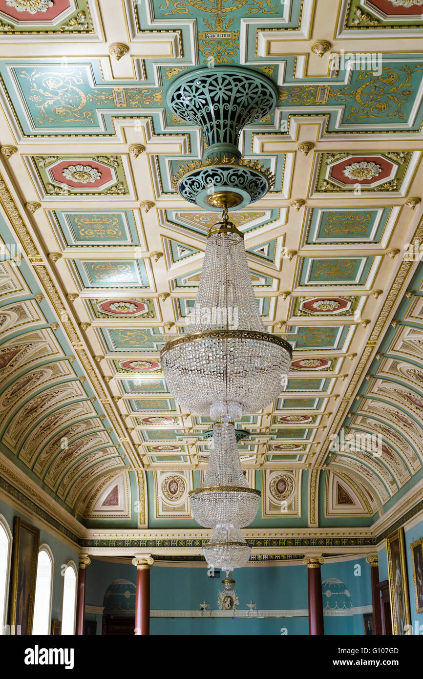 The stately, Adam-style interior banqueting hall of the Guildhall ...