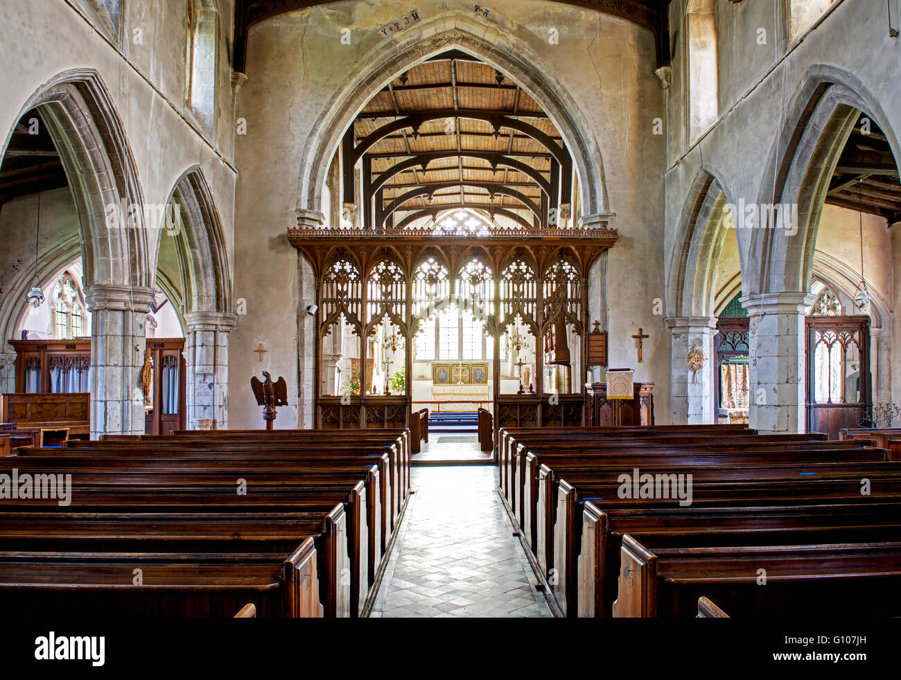 Interior of the Church of St John the Baptist, in Finchingfield, Essex ...