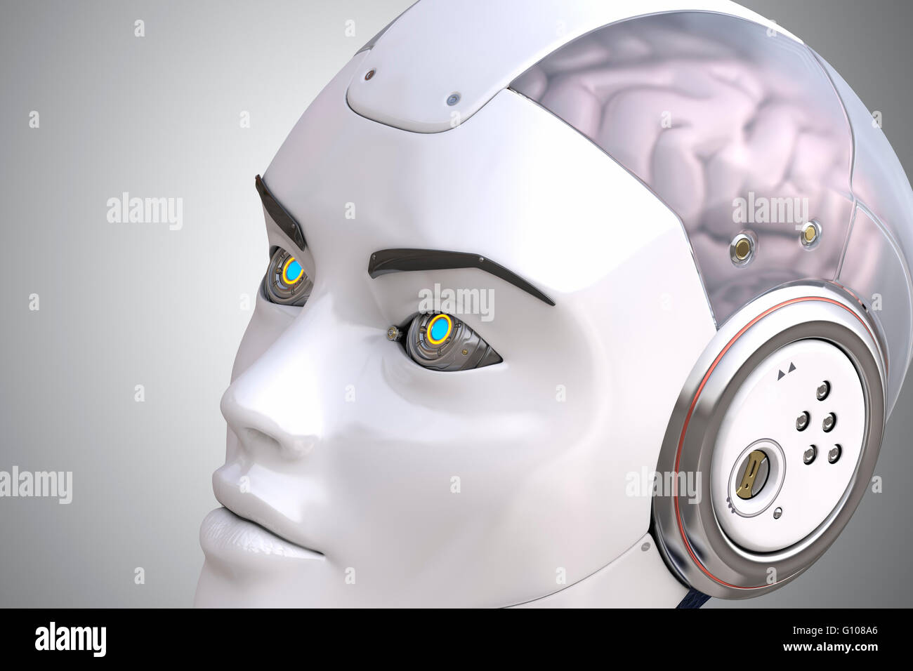 Robot's head close up Stock Photo - Alamy