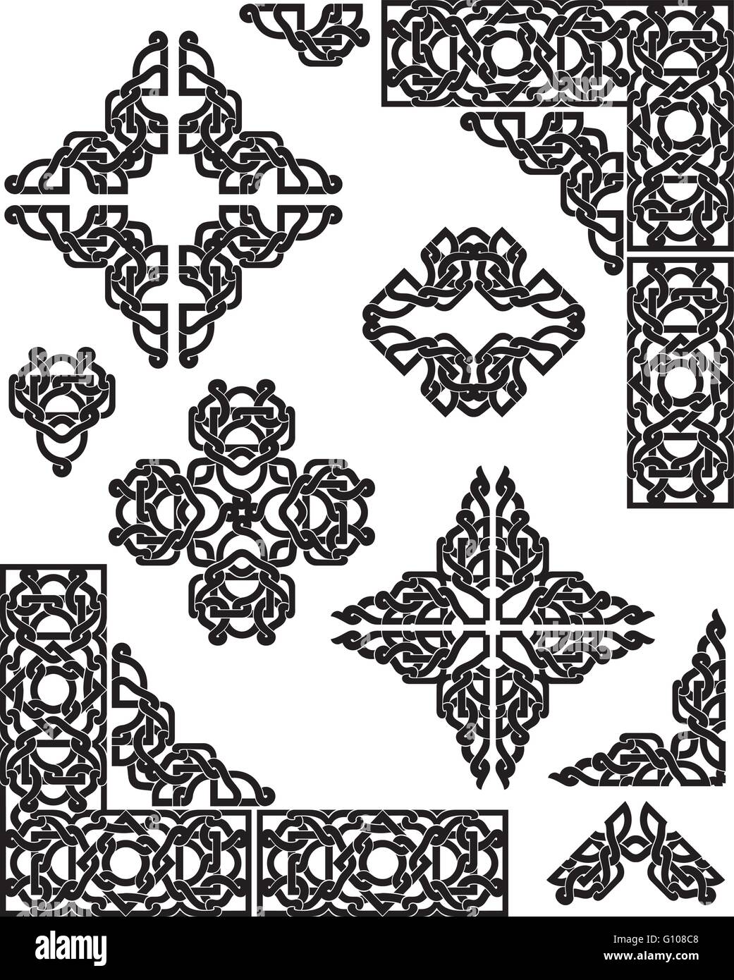 Celtic Pattern Set - Variations of Celtic decorative elements Stock ...