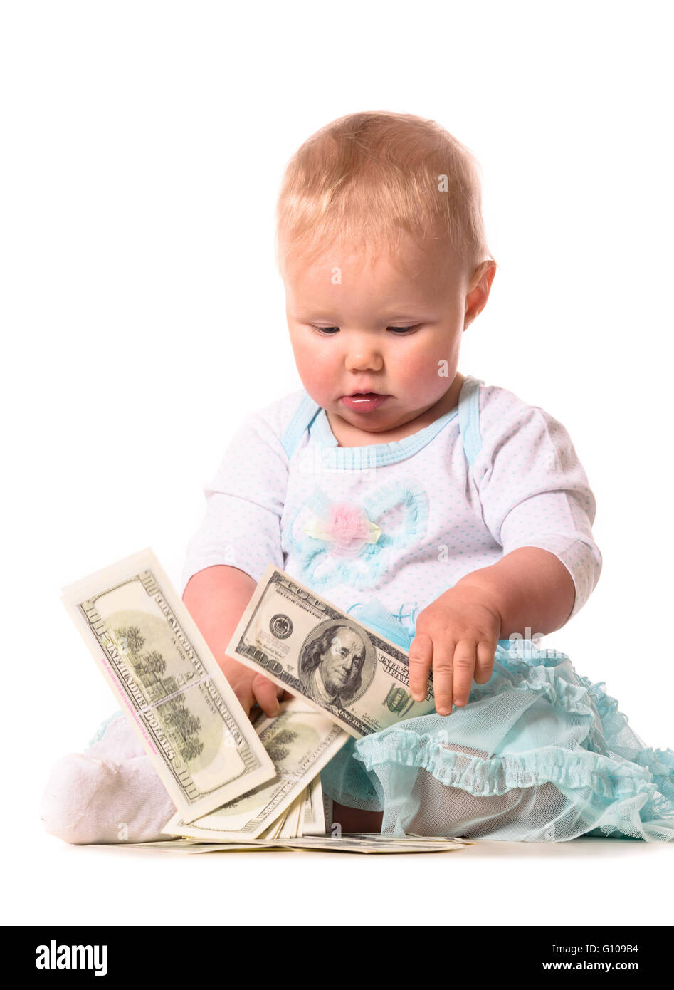 Child Counting Money Cut Out Stock Images & Pictures - Alamy