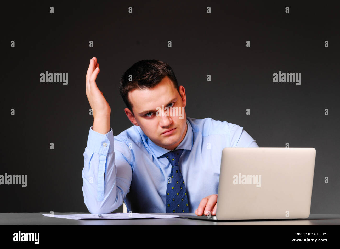 business man with laptop Stock Photo - Alamy