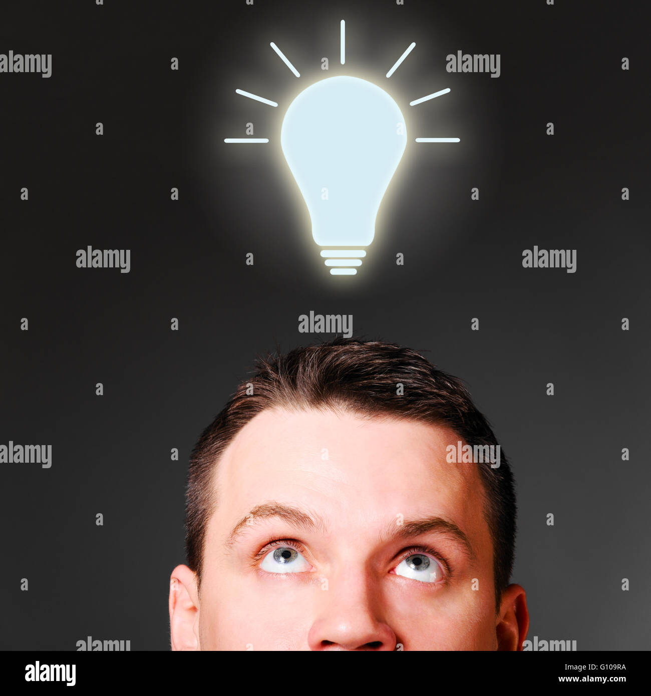 Man light bulb above head hi-res stock photography and images - Alamy