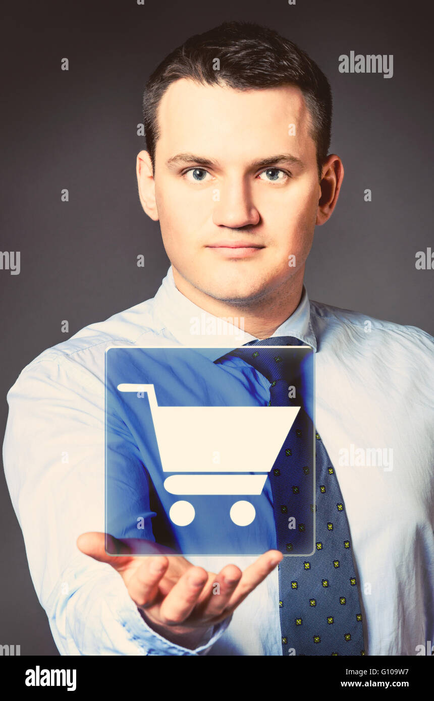 Man shopping trolley icon hi-res stock photography and images - Alamy