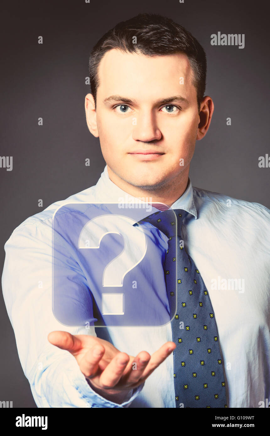 Man question icon blue hi-res stock photography and images - Alamy