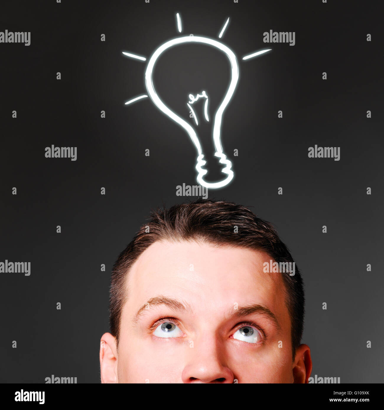 male head with bulb Stock Photo - Alamy