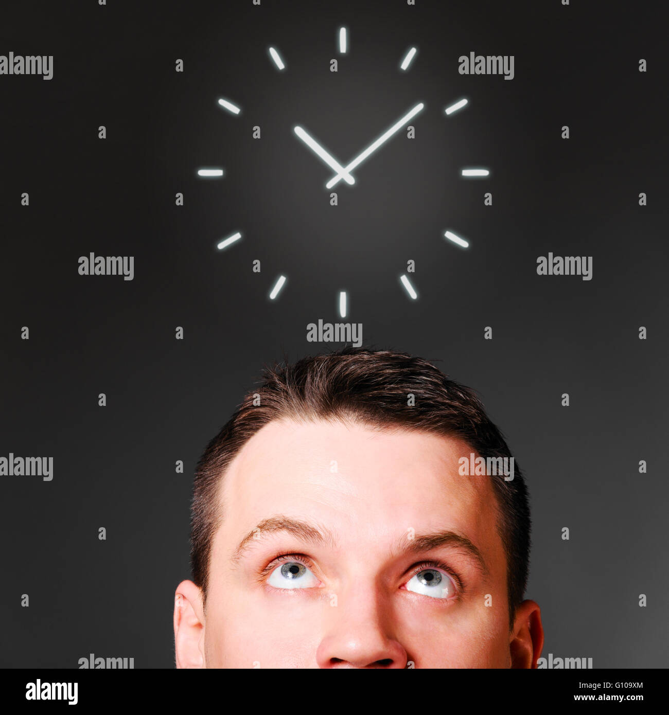 male head with clock Stock Photo - Alamy