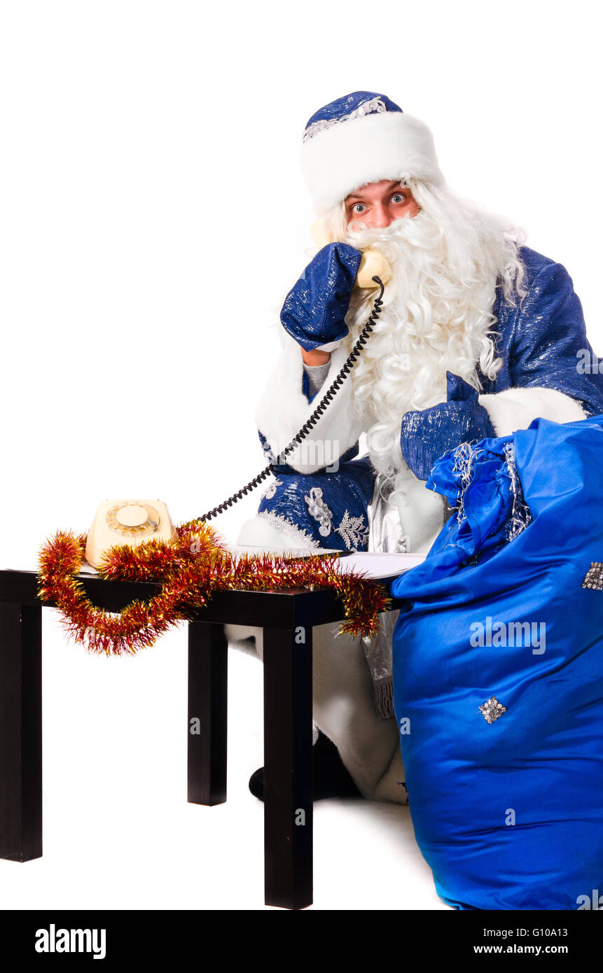 Modern santa claus listening christmas hi-res stock photography and ...