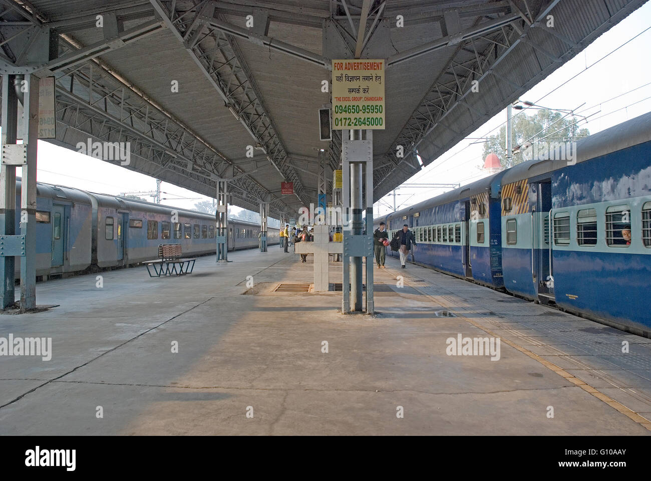 Trains standing at Kalka Railway Station, Haryana, India Stock Photo ...