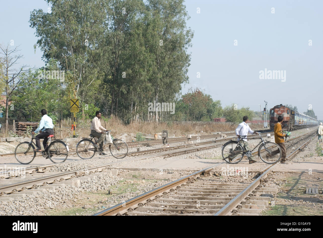 Indian railway crossing hi-res stock photography and images - Alamy