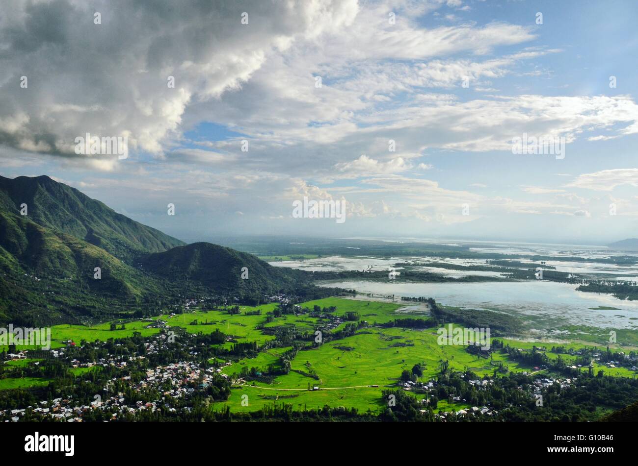 Aerial View of Bandipore and Wular Lake Stock Photo - Alamy