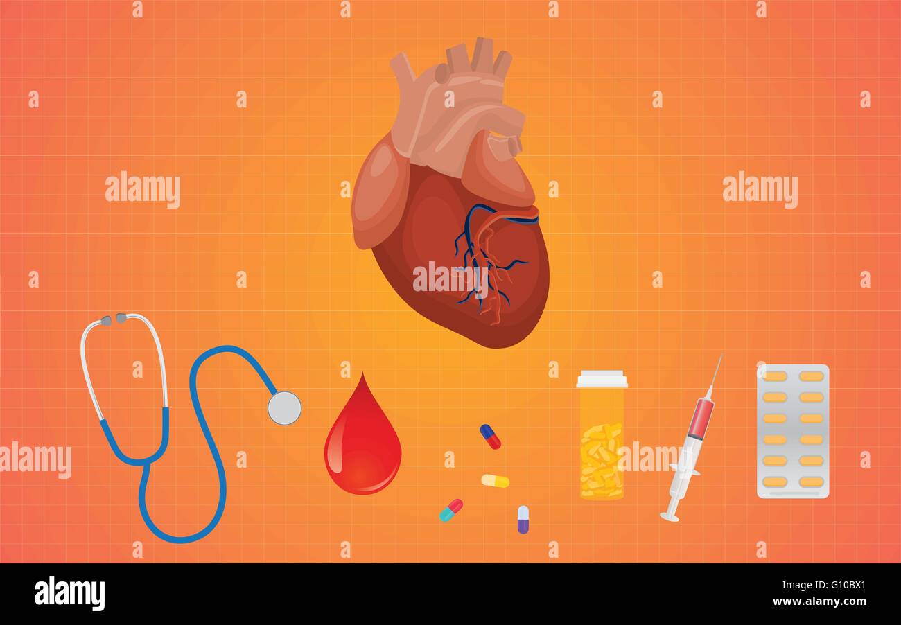 heart healthcare medicine drug drugs illustration with stethoscope ...