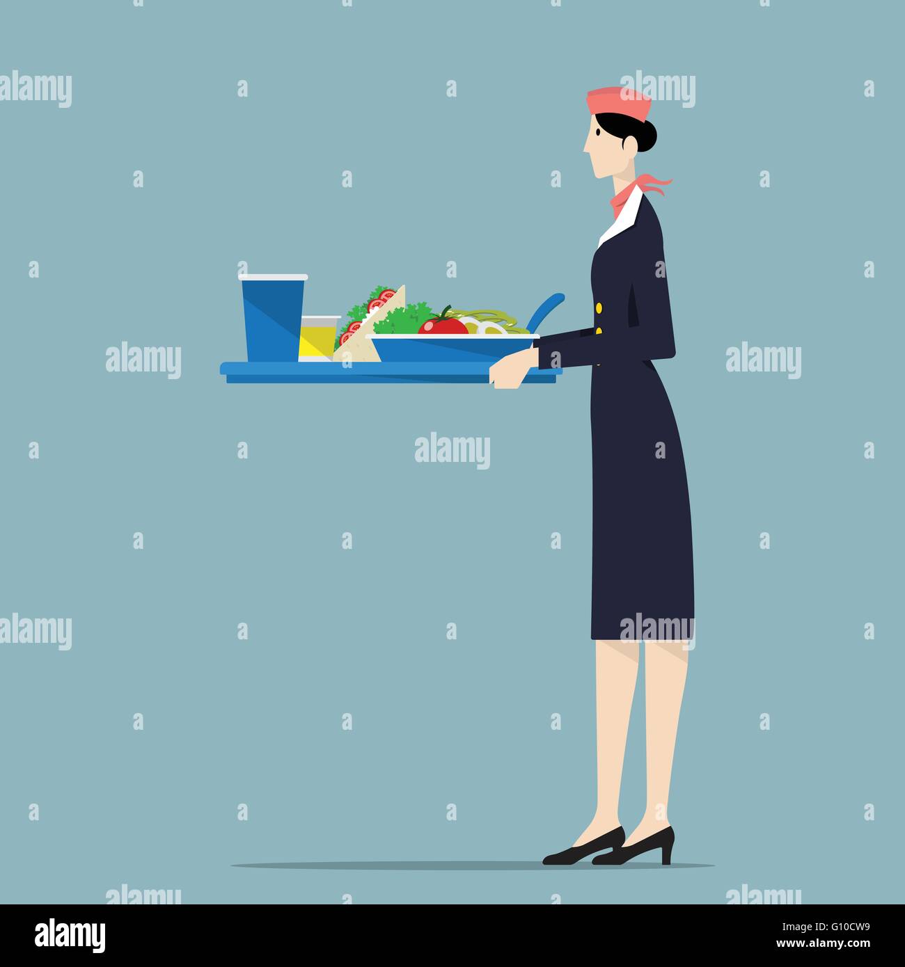 Air hostess serving meal Stock Vector Images - Alamy