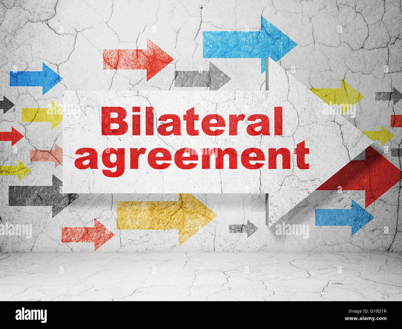 Insurance concept: arrow with Bilateral Agreement on grunge wall ...