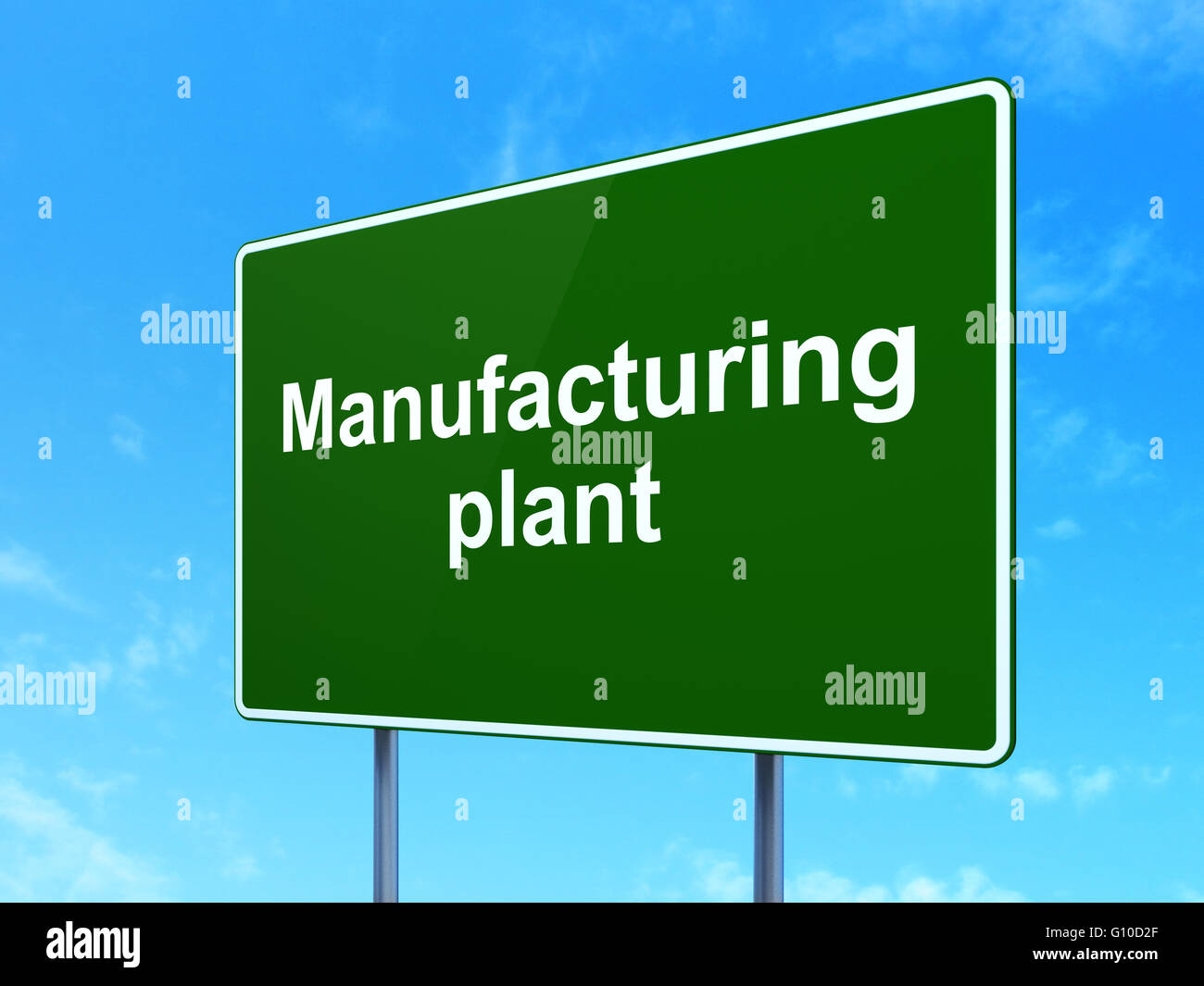 Industry concept: Manufacturing Plant on road sign background Stock ...