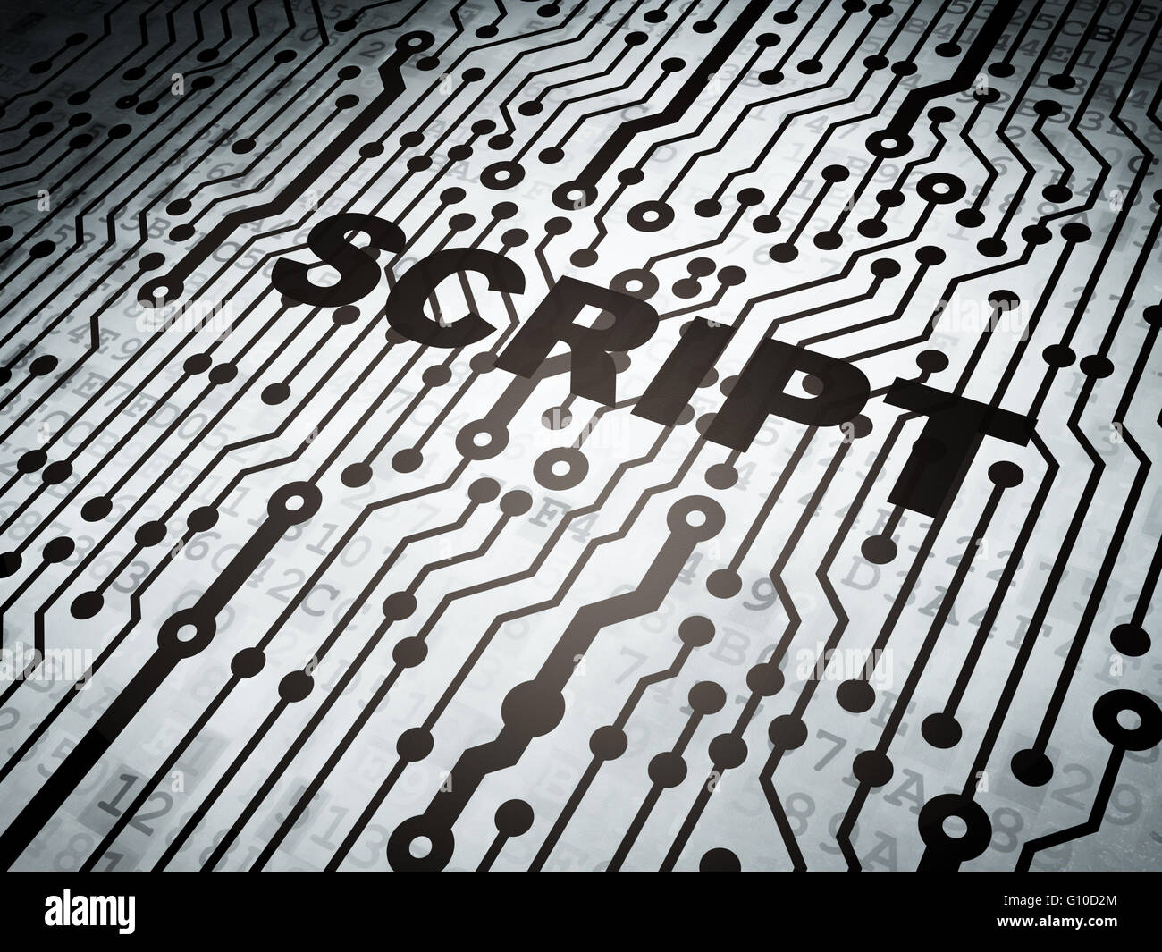 Programming concept: circuit board with Script Stock Photo - Alamy