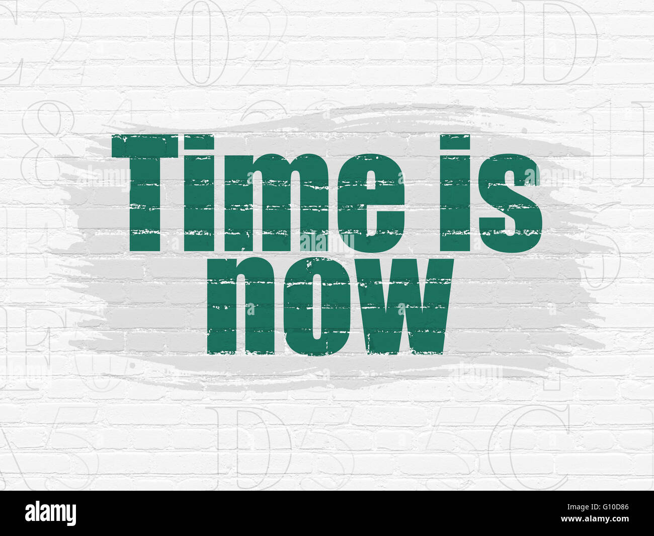 Time concept: Time is Now on wall background Stock Photo - Alamy