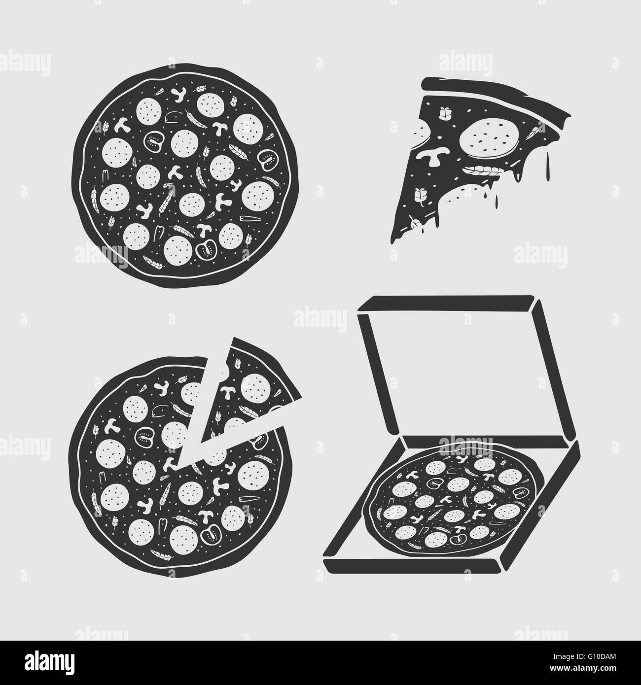Set Vector Symbols Pizza Stock Vector Image & Art - Alamy