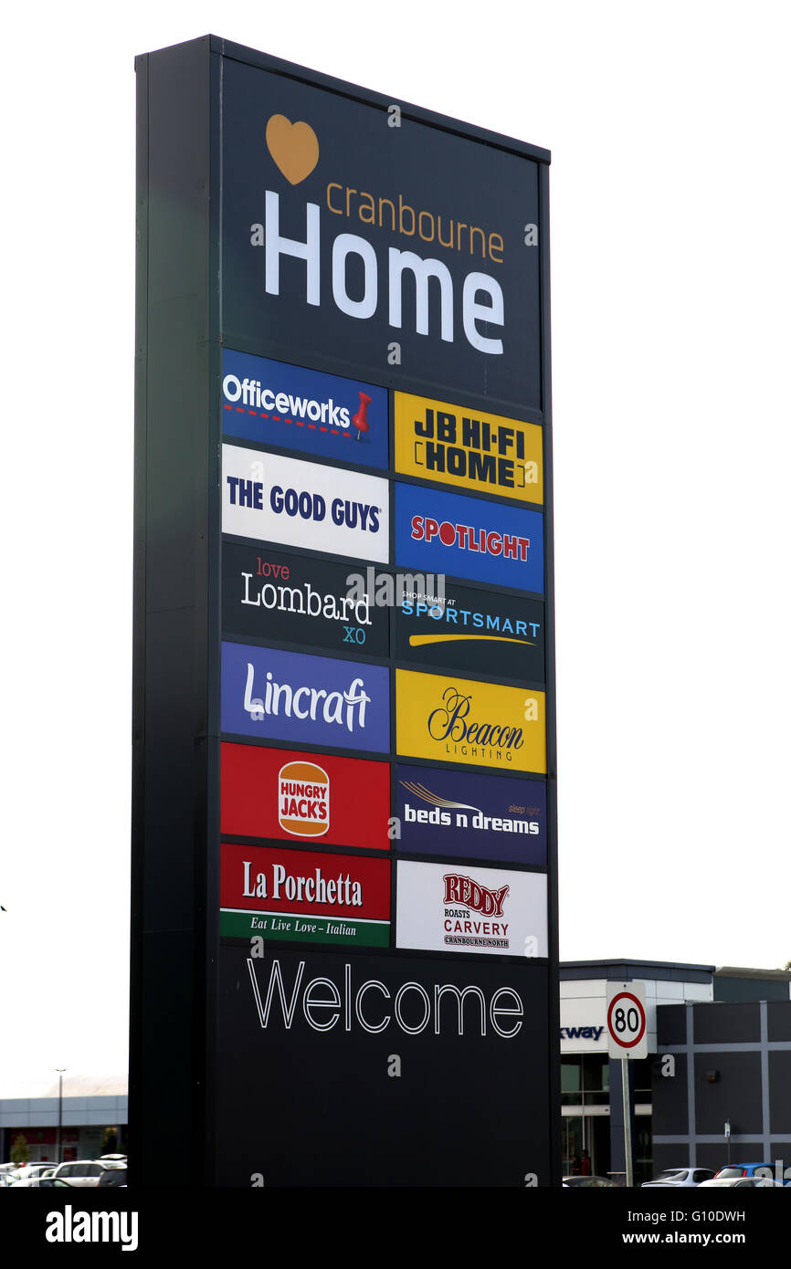 Cranbourne Home Maker Center sign boards Stock Photo - Alamy