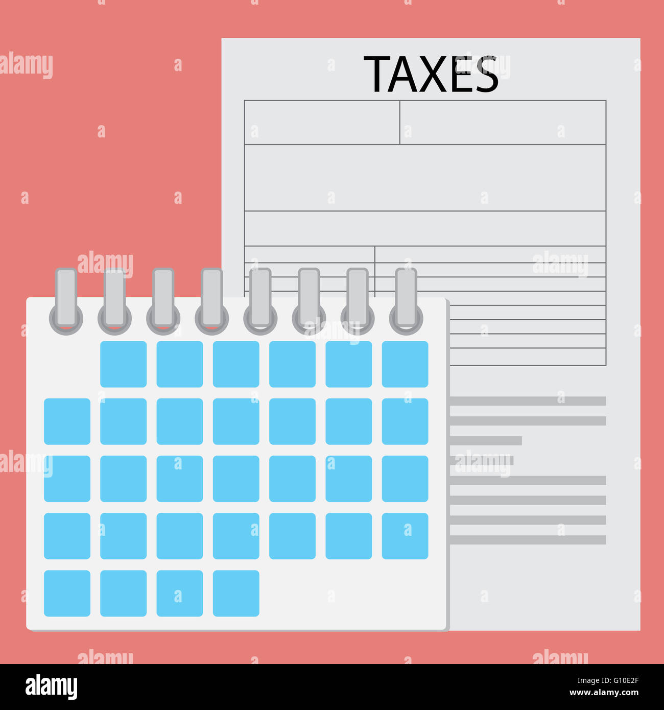 Time of payment tax. Calendar and paper document. Financial tax paper ...